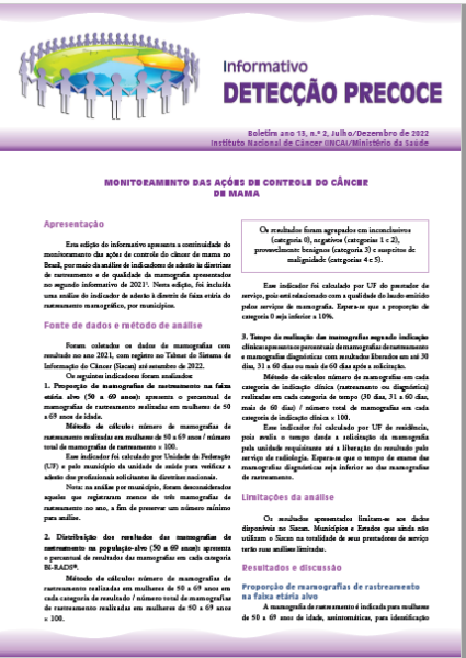 Informativo Detecção Precoce nº 2 - 2022 | INCA - Instituto Nacional de ...