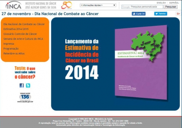 Hotsite Dia Nacional de Combate ao Câncer - 2013 | INCA - Instituto ...